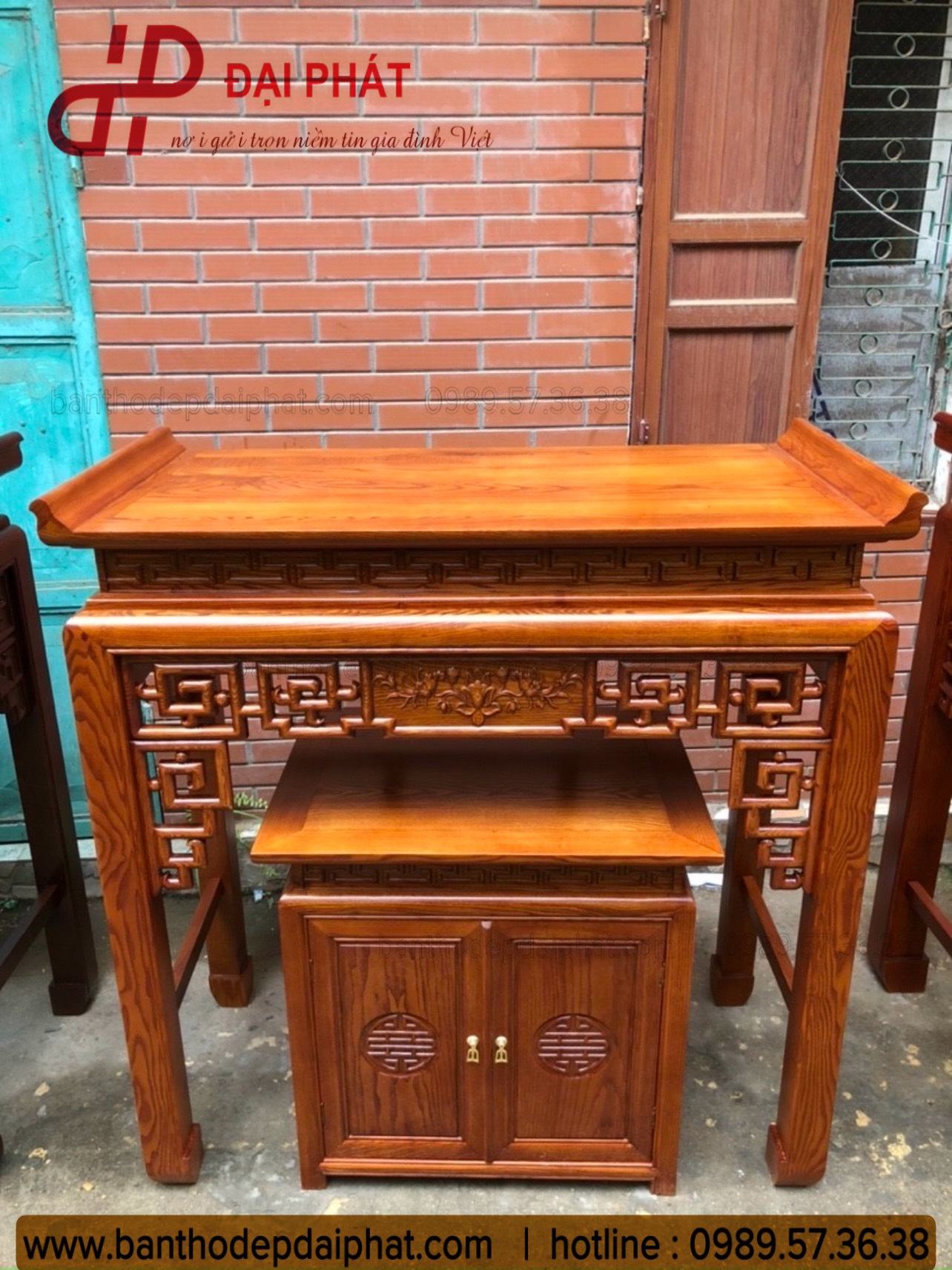 Bàn thờ gỗ tự nhiên đẹp mẫu BT205 - Bàn Thờ Đẹp Đại Phát